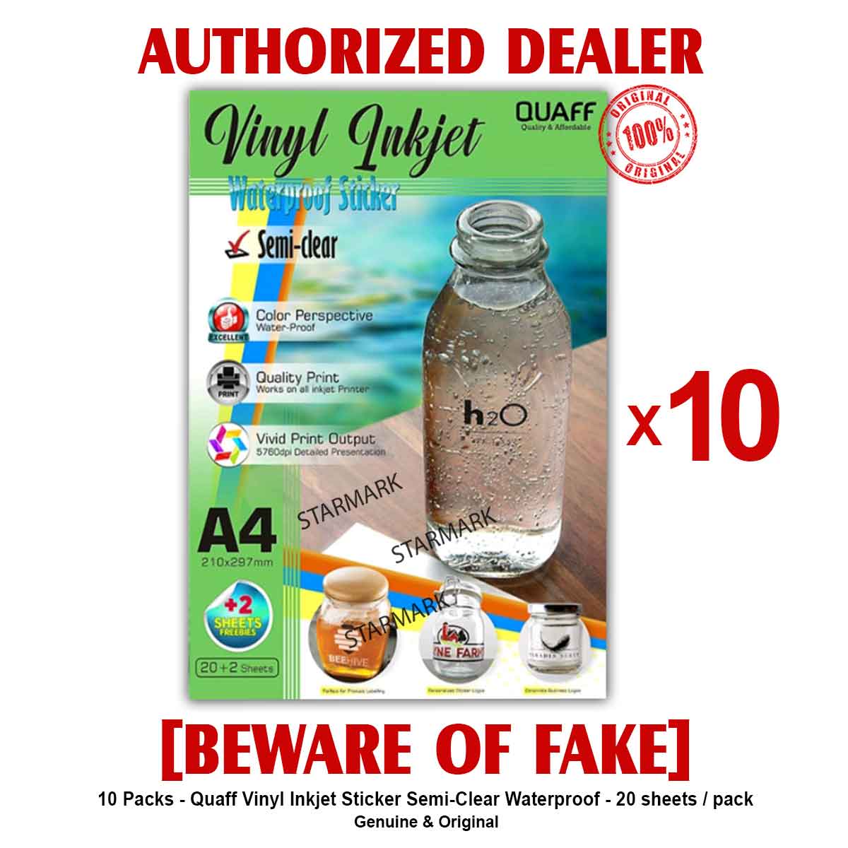 Quaff Vinyl Inkjet Sticker Stickers SEMI CLEAR Transparent Waterproof ...