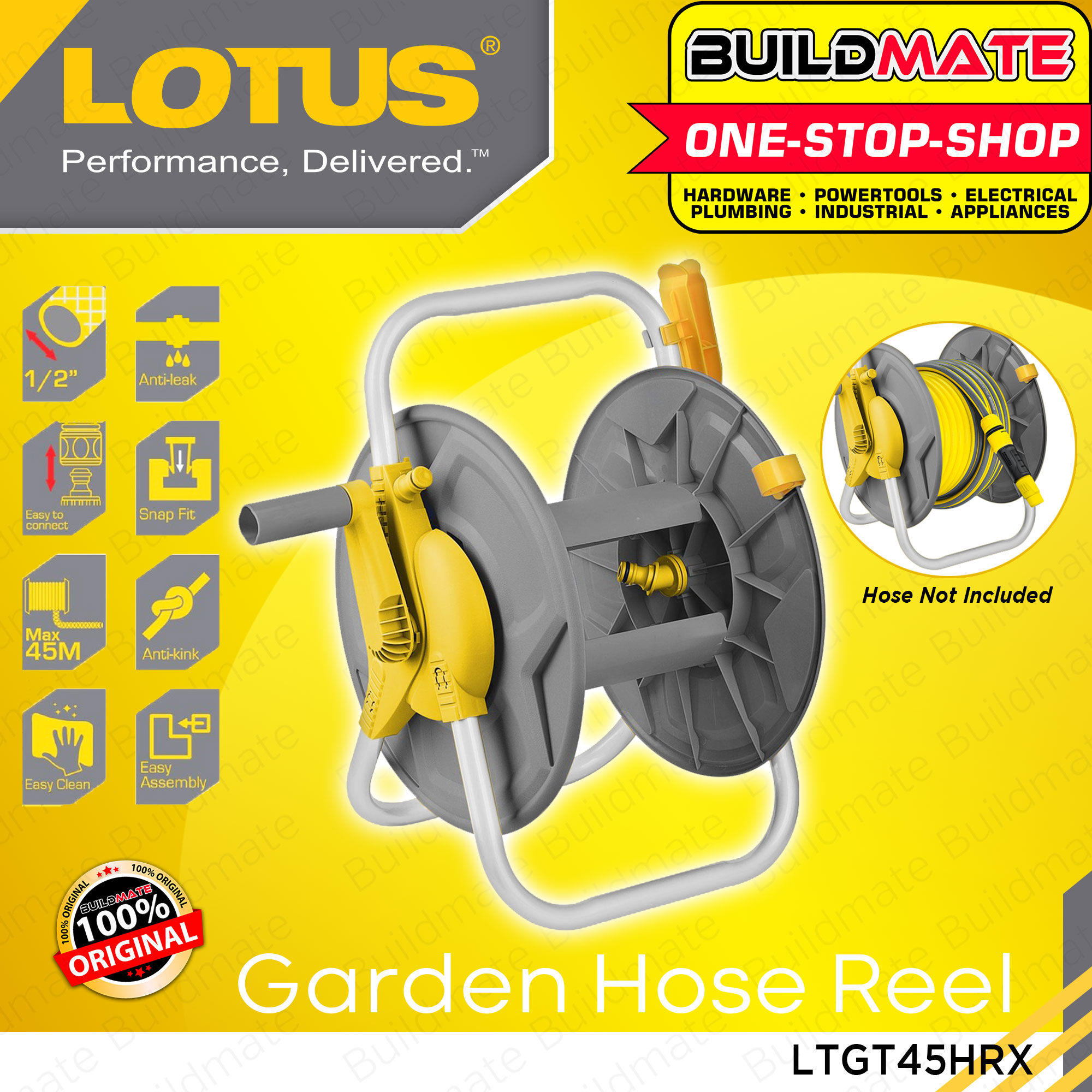 LOTUS Garden Gardening 45m Hose Reel 1/2 LTGT45HRX - BUILDMATE - LHT ...