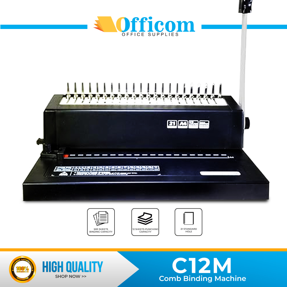 Officom Comb Binding Machine C12M A4 Size Heavy Duty Binder 500s ...