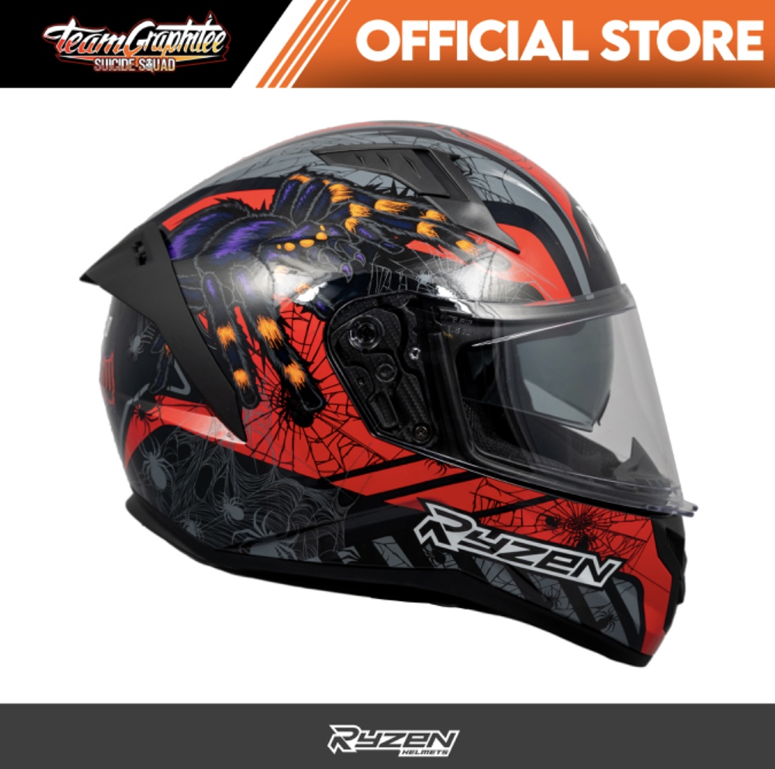 RYZEN ZX 900 BLACK WIDOW GLOSSY RED FULL FACE DUAL VISOR | Lazada PH