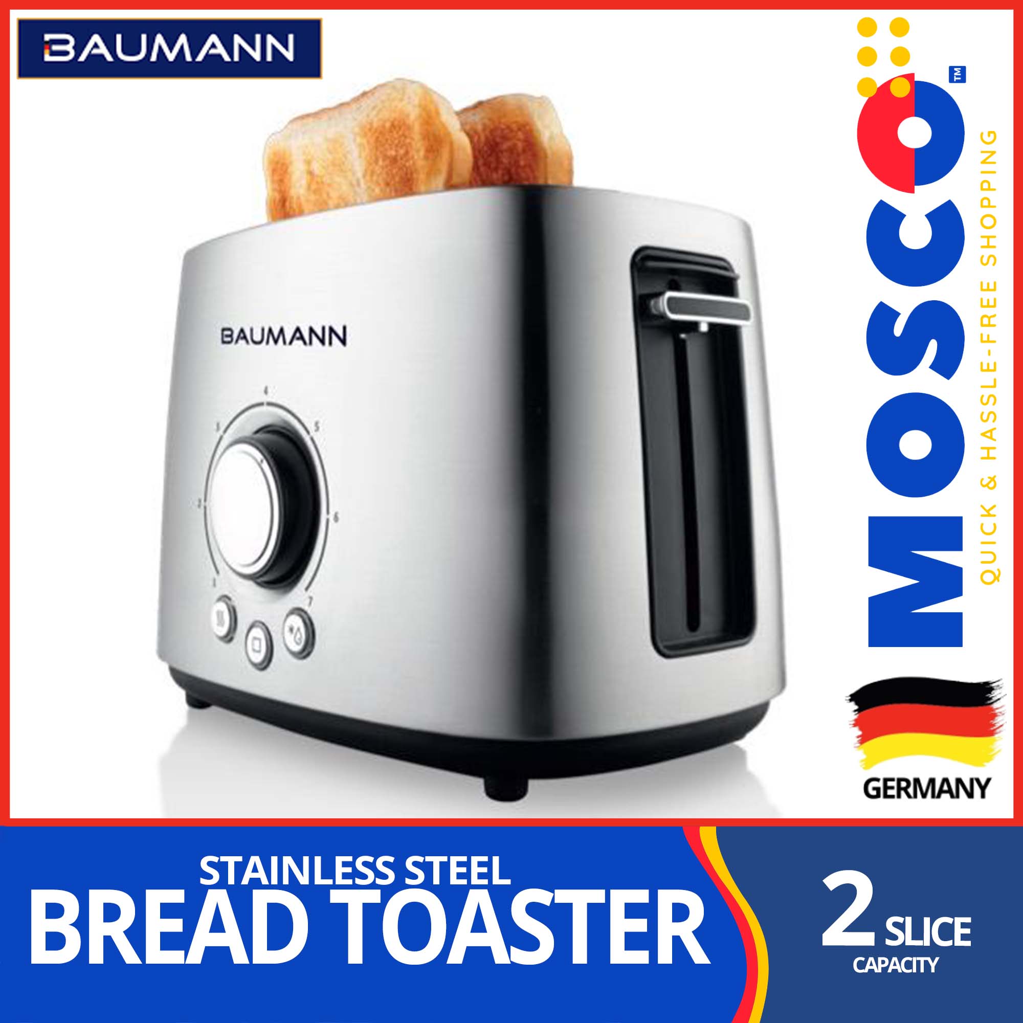 Baumann™ Bread Toaster | 2 Slice Capacity Elegant Stainless Steel ...