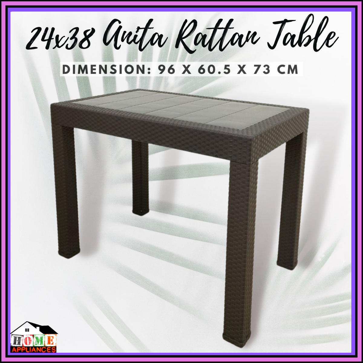 24x38inches ANITA RATTAN STYLE PLASTIC TABLE/ 4-SEATER DINING TABLE ...