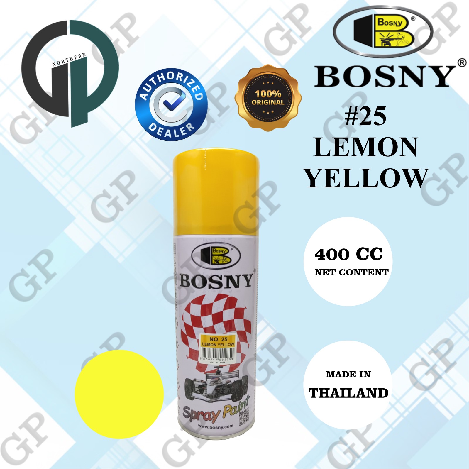 BOSNY SPRAY PAINT #25 Lemon Yellow (Made in Thailand) - GPNorthern ...