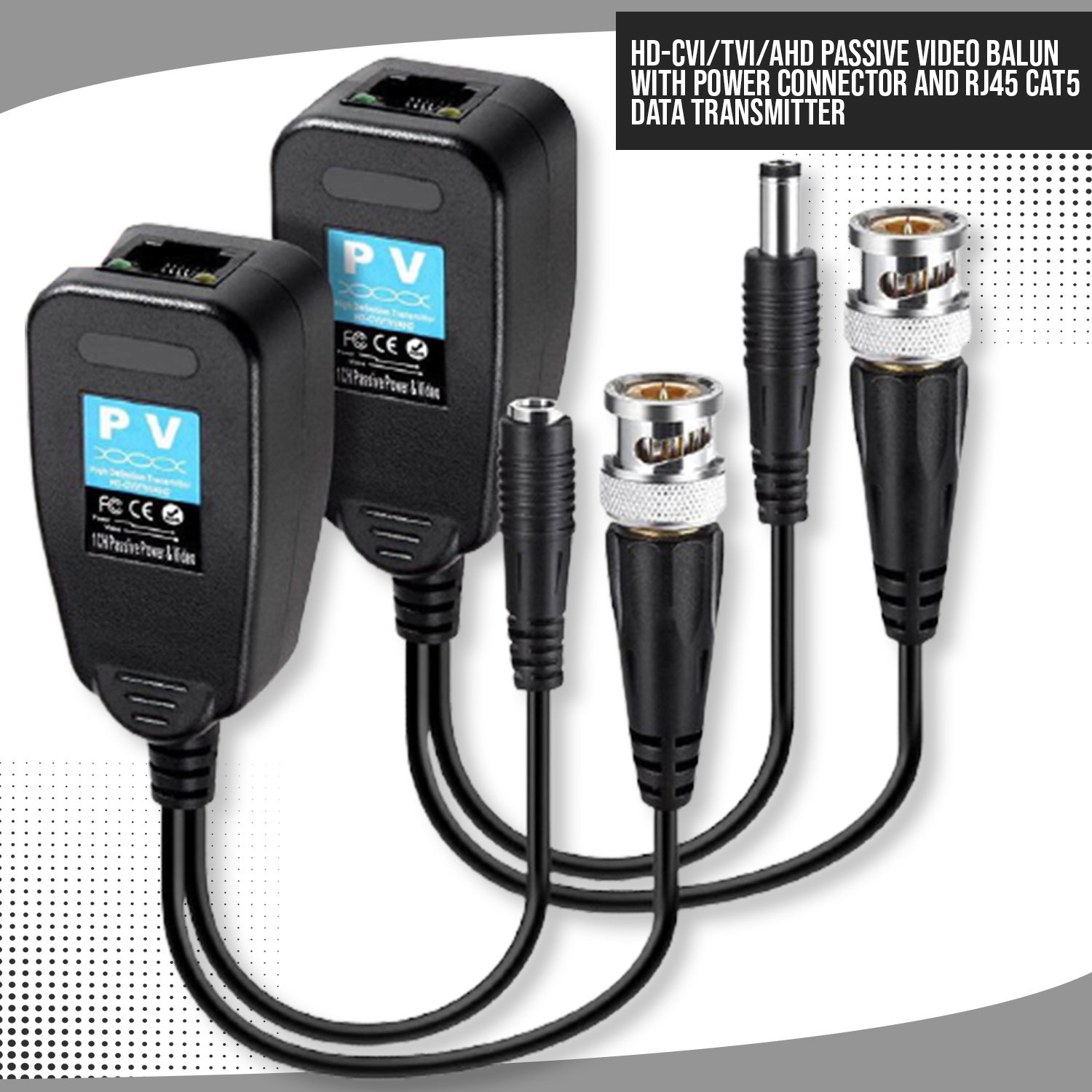 HD-CVI/TVI/AHD Passive Video Balun with Power Connector and RJ45 CAT5 ...
