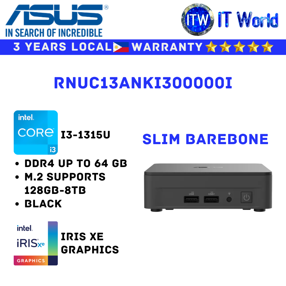 Itw | ASUS Mini PC All in One Desktop PC NUC 13 RNUC13ANKI3 Slim ...
