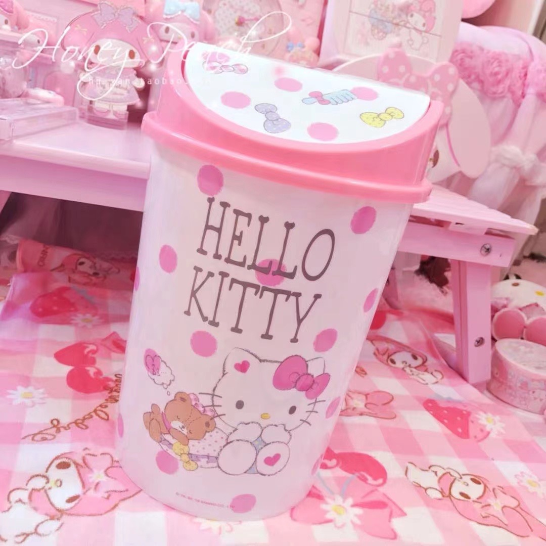 hello kitty trash can with lid cover householder storage | Lazada PH