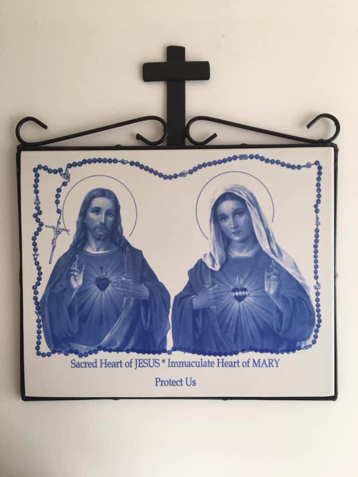 Sacred Heart of Jesus and Immaculate Heart of Mary Wrought Iron Frame ...