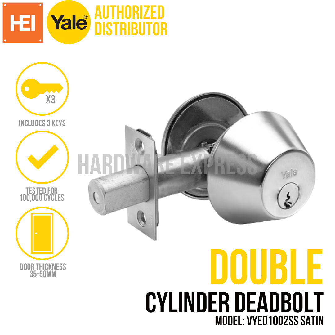 Yale Essential Deadbolt Double Cylinder VYED1002 (Antique Brass, Polish ...