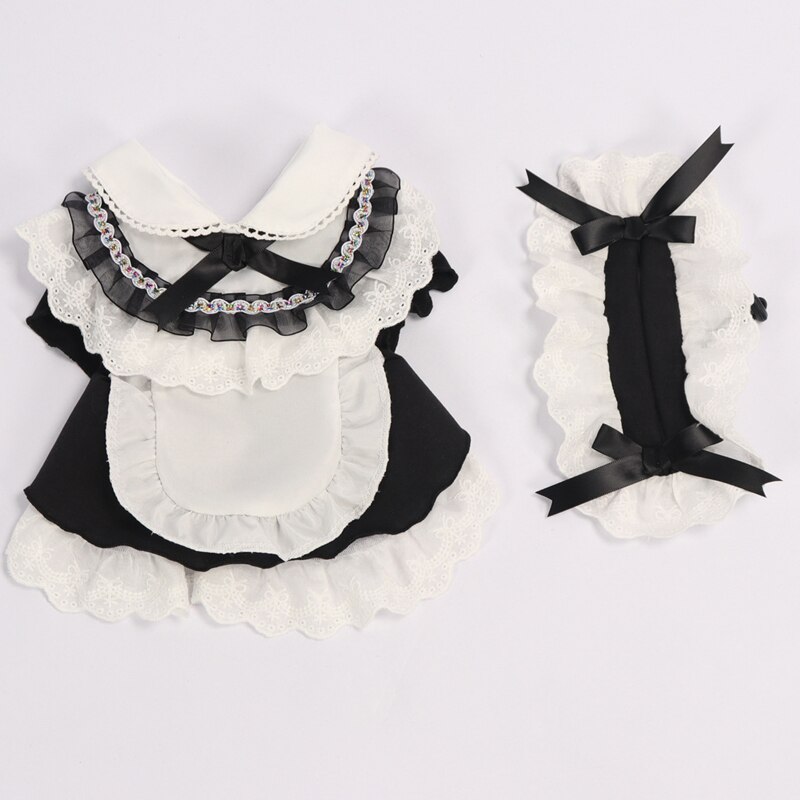 Funny Cat Costume Cosplay Maid Lace Dress Kittens Small Dog Home Suit ...