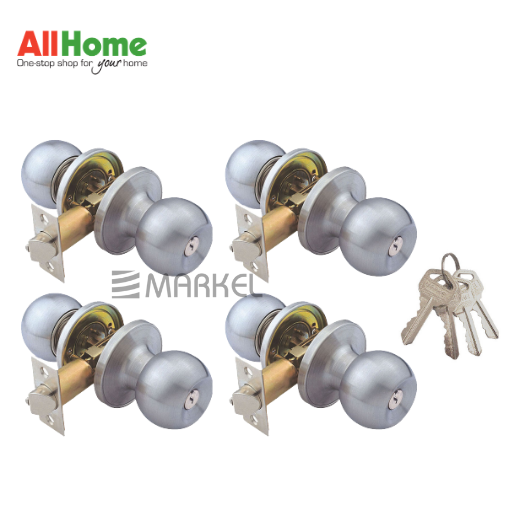 Door Knob Entrance Tubular Lockset 4-Keys G2 Stainless Steel MARKEL ...