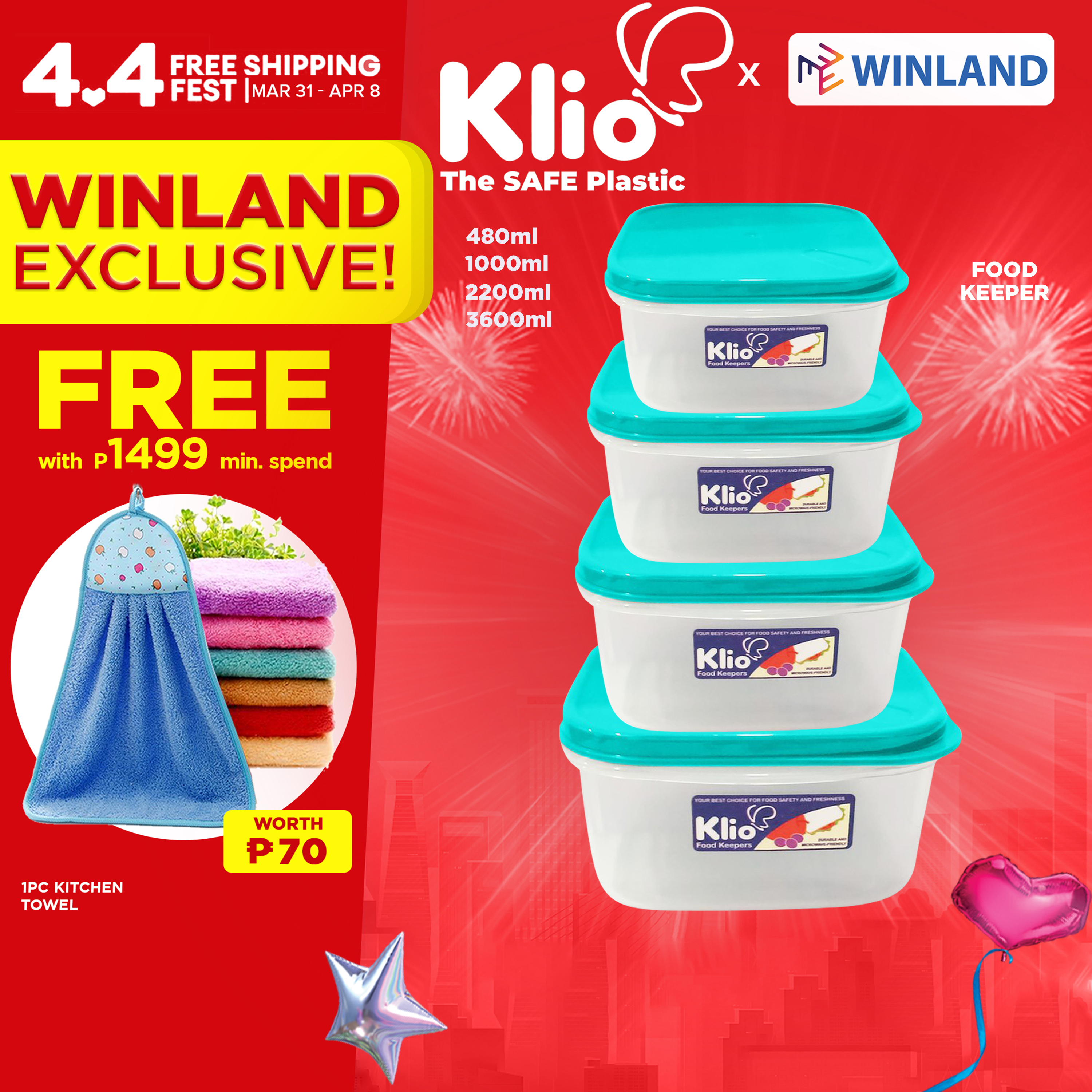 KLIO by Winland Square Stackable Food Keeper Square Container Storage Bin KL-SQ(AGRN) | Lazada PH