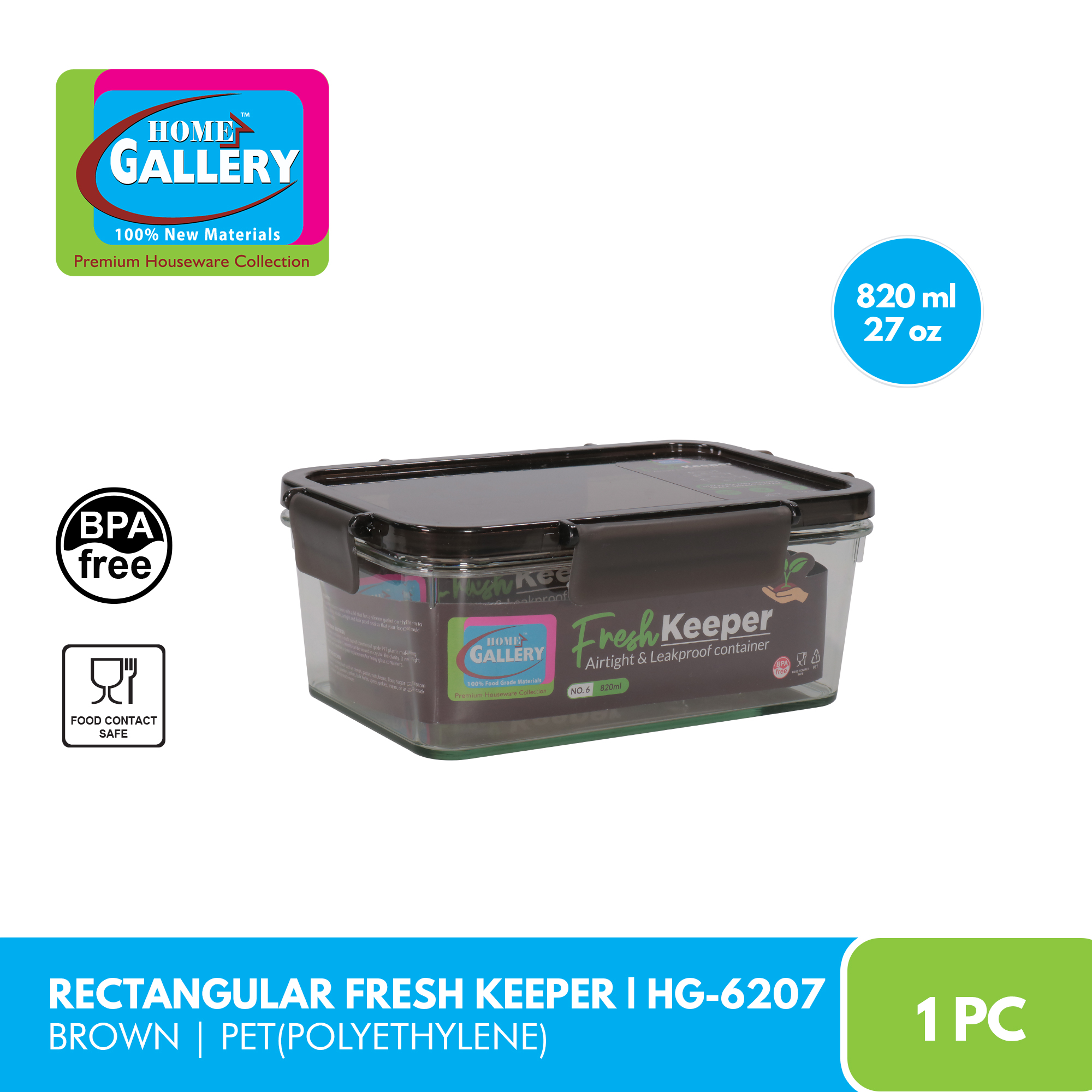 Home Gallery Rectangular Fresh Keeper 820ml/27oz | BPA Free Food ...