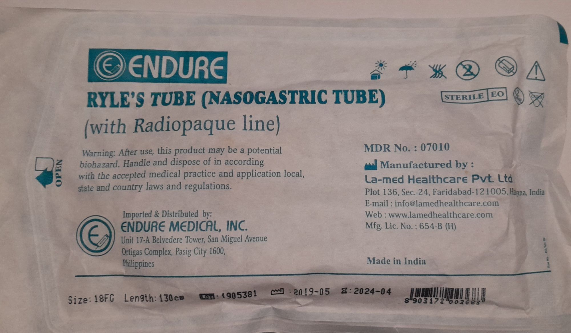 Endure Nasogastric Tube (NGT) FG18 (Soft like Silicone) | Lazada PH