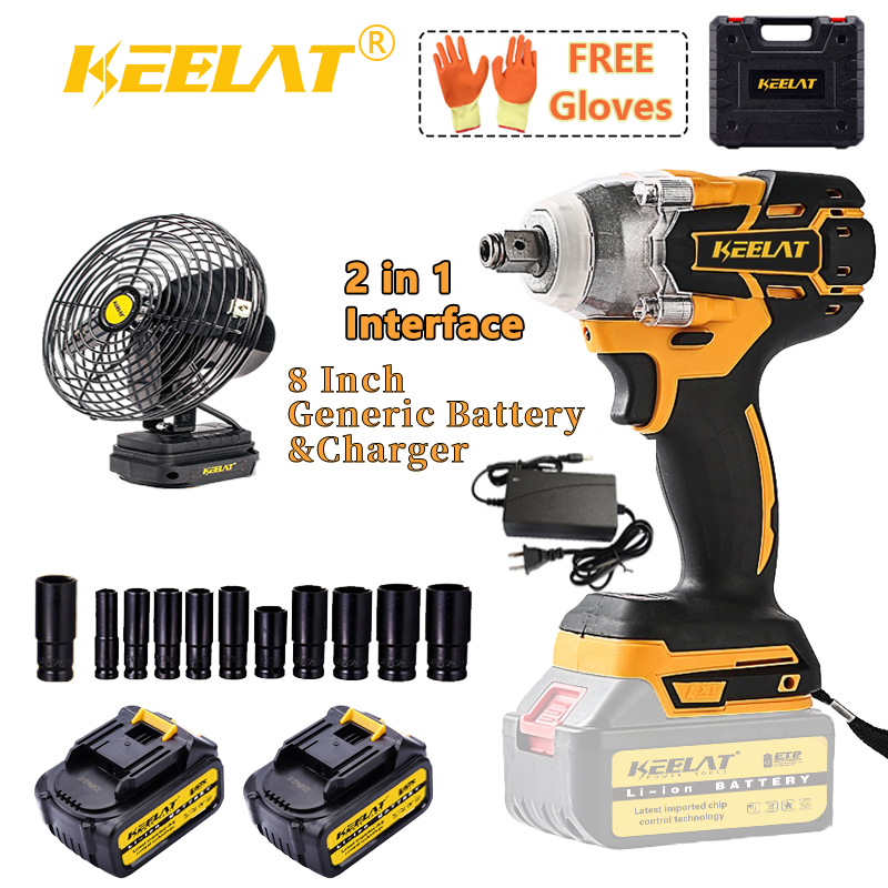 KEELAT KID004 1/2“ Cordless Brushless Impact Wrench Driver With Lithium ...