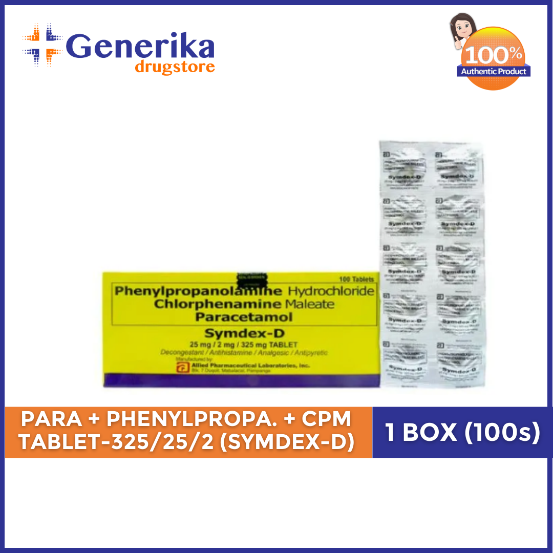 Symdex Para + Phenylpropanolamine + CPM Tablet - 325/25/2 | Lazada PH