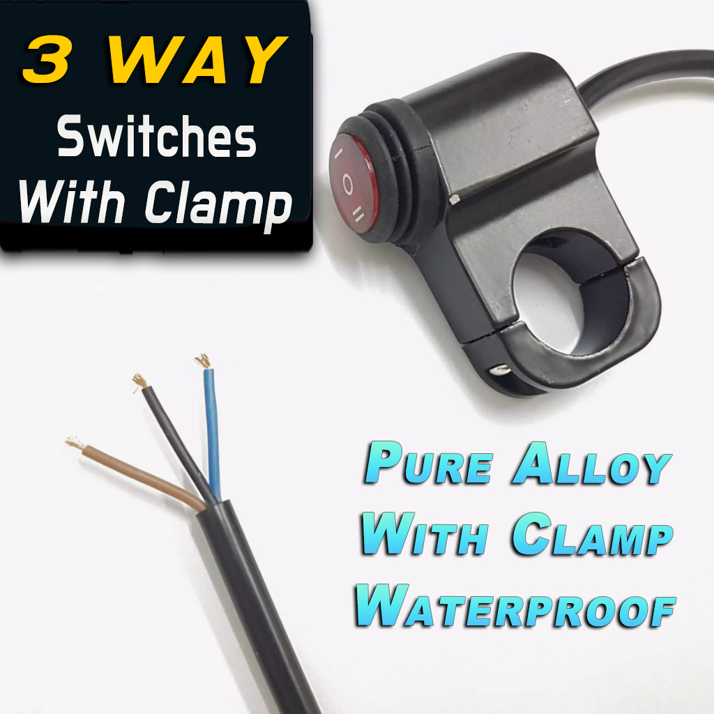 COD 3 Way ALLOY Mini Driving Light handled bar clamp Switches Switch ...