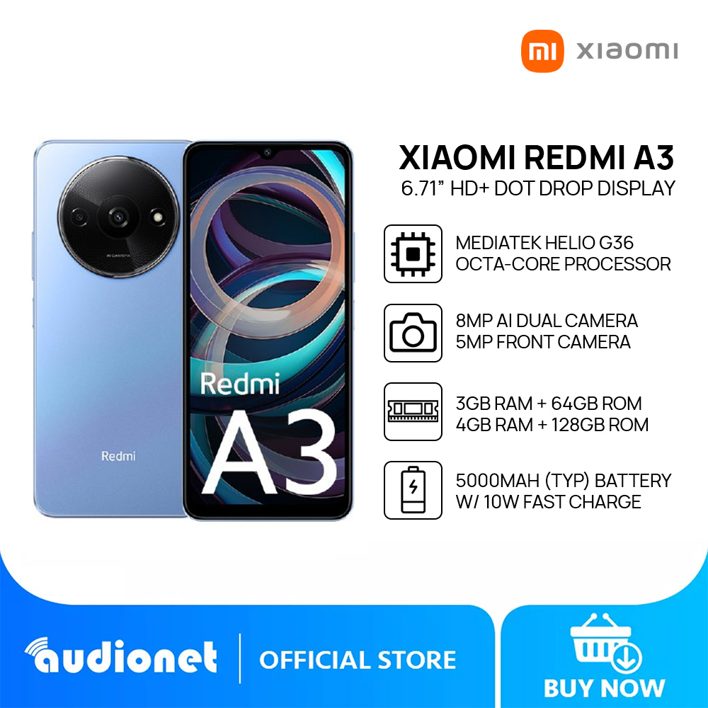 Xiaomi Redmi A3 Smartphone | 3GB+64GB / 4GB+128GB | Helio G36 | 6.71” HD+ 90Hz Display | 8MP AI ...
