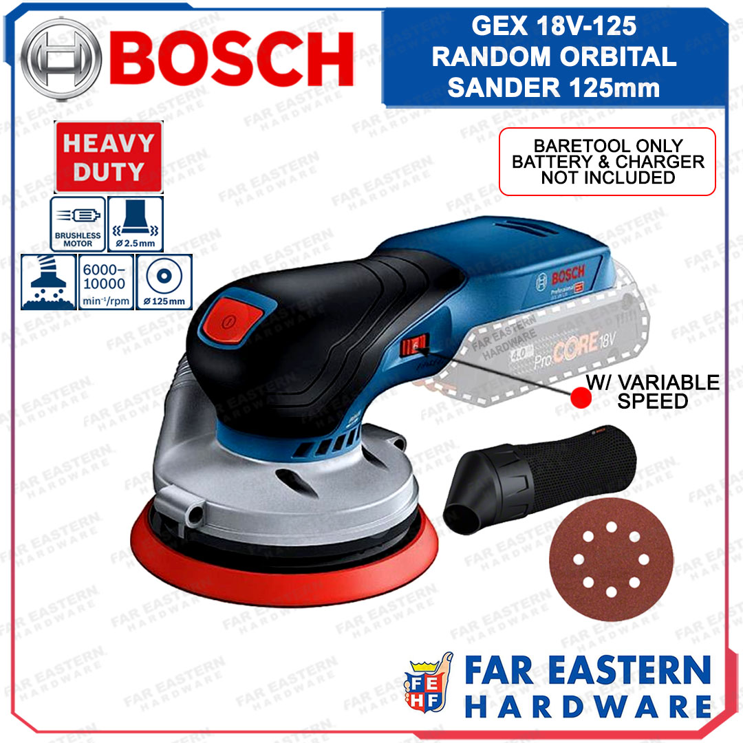 BOSCH GEX 18V-125 Cordless Brushless Random Orbit Orbital Sander 125mm w/ Variable Speed RBPT18 ...