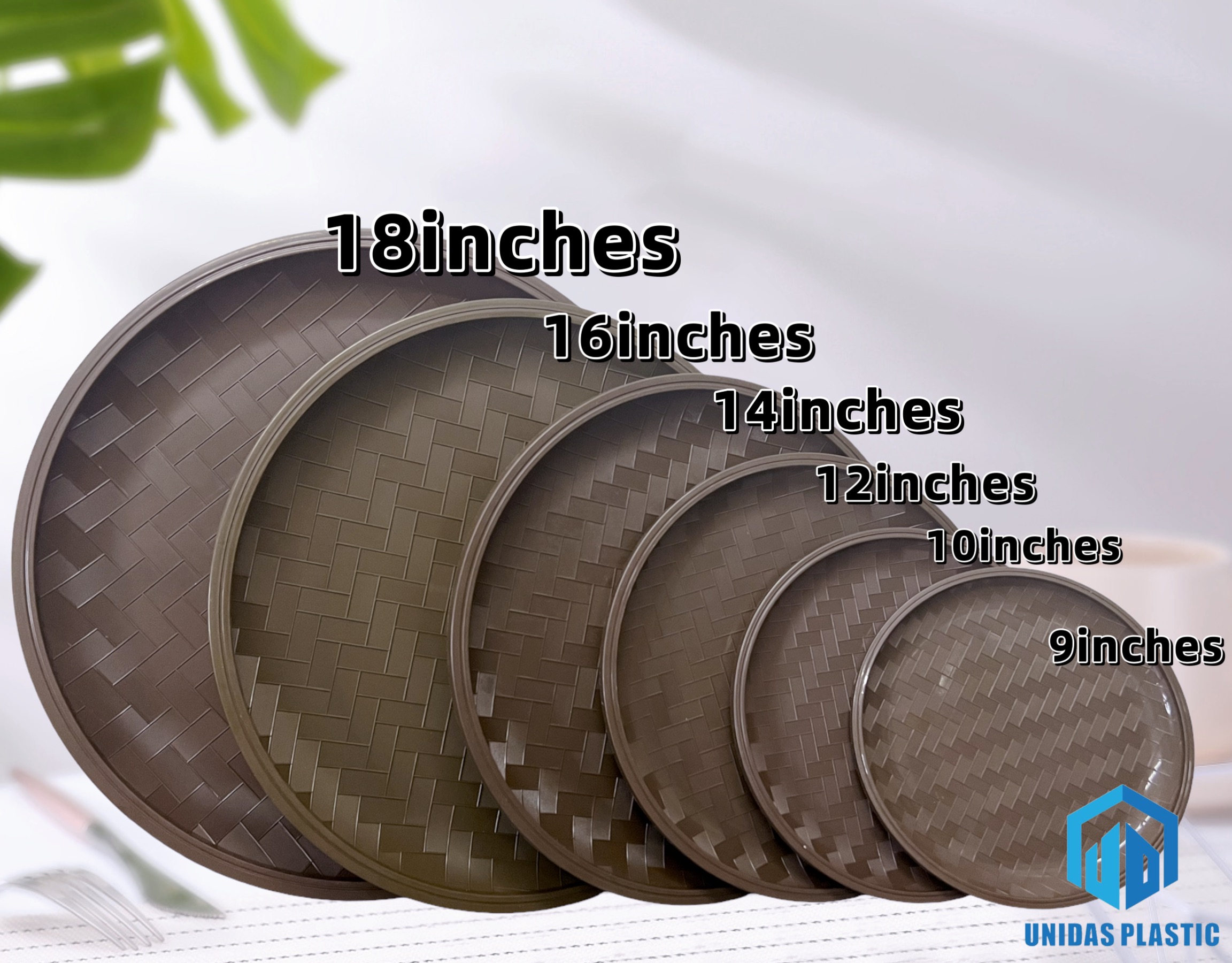 Plastic Bilao (makapal) Food plate Glass A/Color Brown 9"10"12"14"16"18 ...