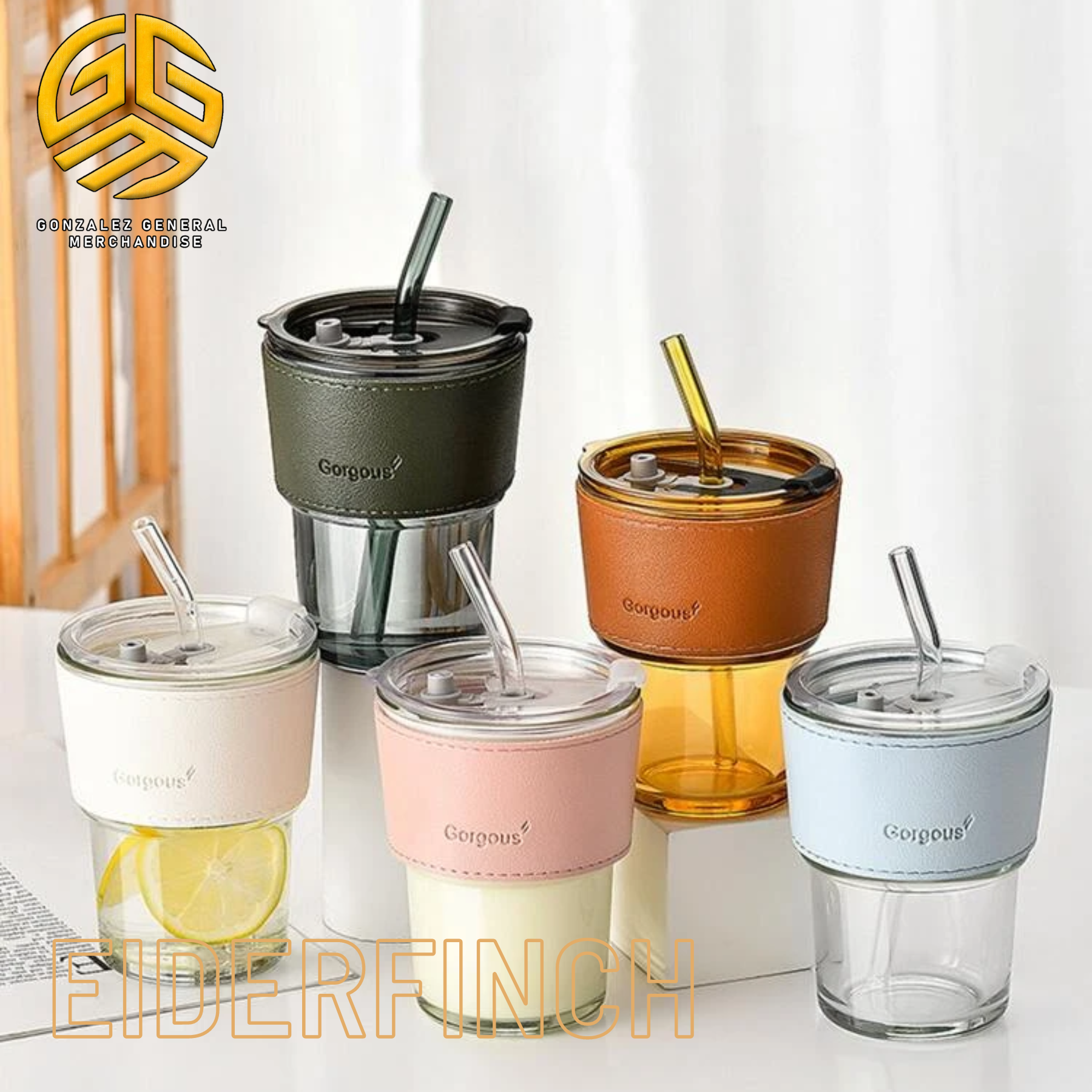 Transparent Slub Glass Cup w/Straw | Lazada PH