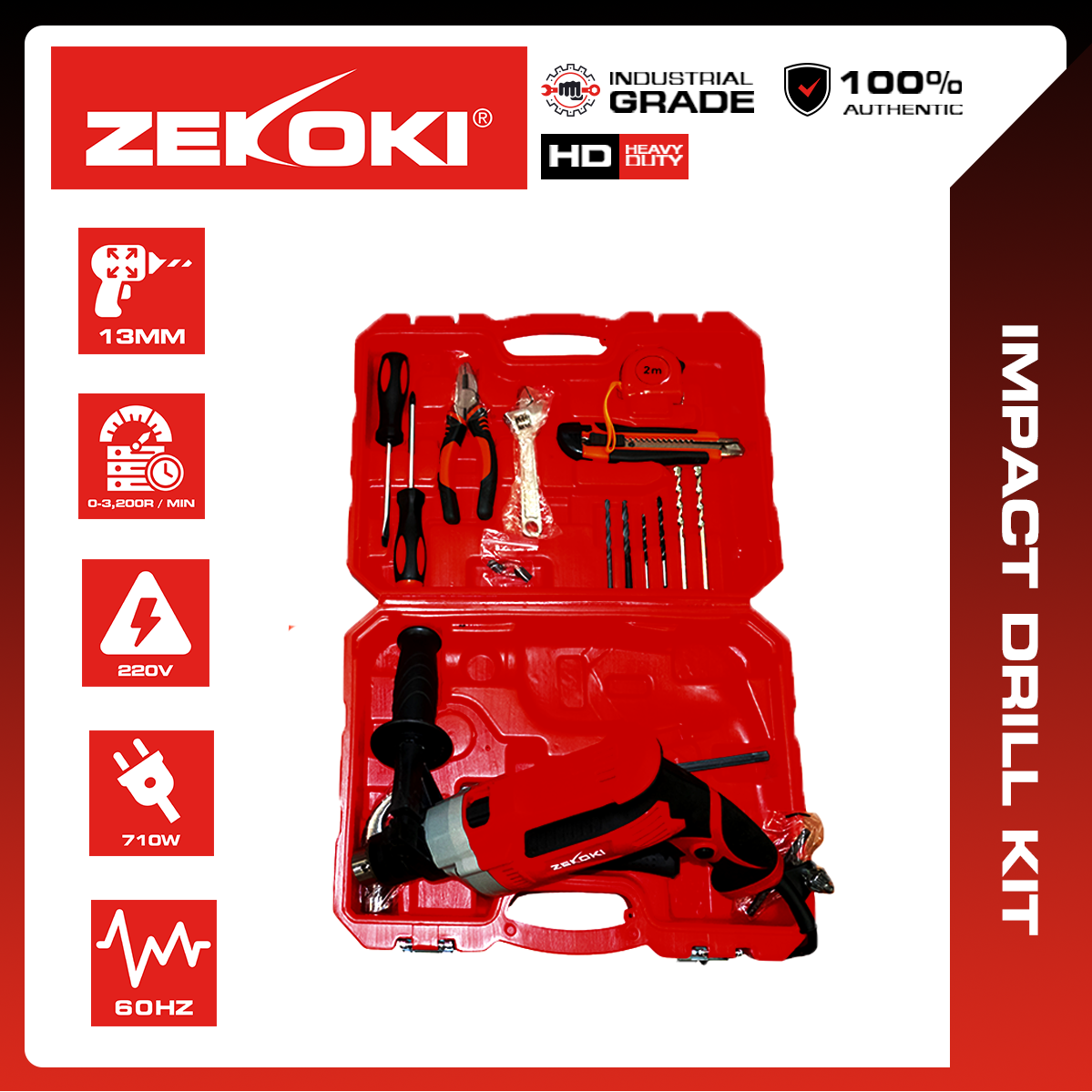 Zekoki Cylindrical Impact Drill Kit ZKK-1670HDK | Lazada PH