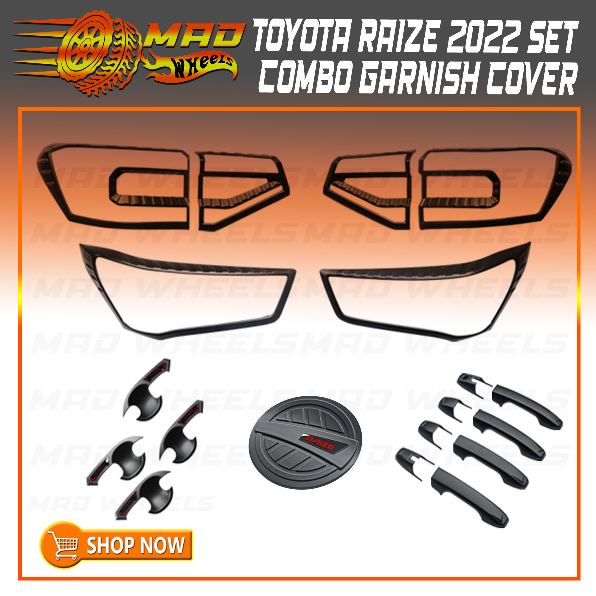 Toyota Raize 2022 Set Combo Garnish Cover (Matte Black) | Lazada PH