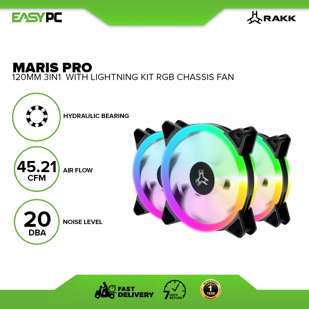 EasyPC | Maris Pro 120mm Single pc case fan 3pin ARGB and 3in1 Kit RGB ...