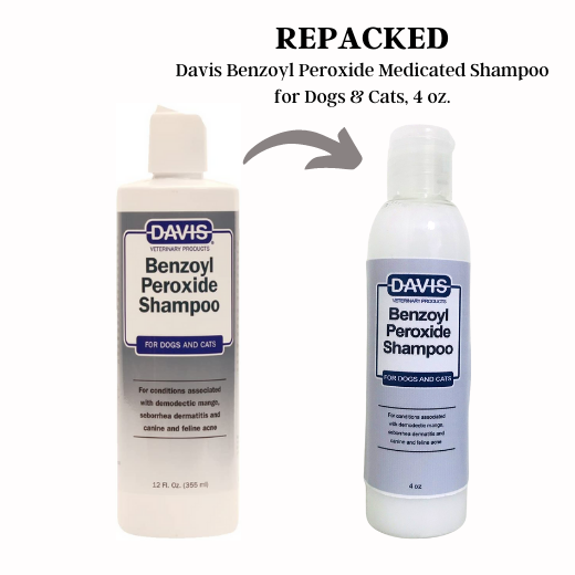 Davis Benzoyl Peroxide Medicated Shampoo for Dogs & Cats, 4 oz ...