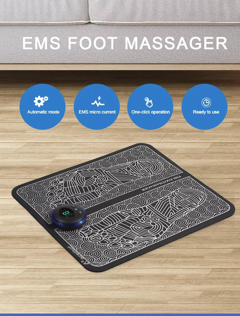 Electric EMS Foot Massage Pad Feet Acupuncture Stimulator Massager ...