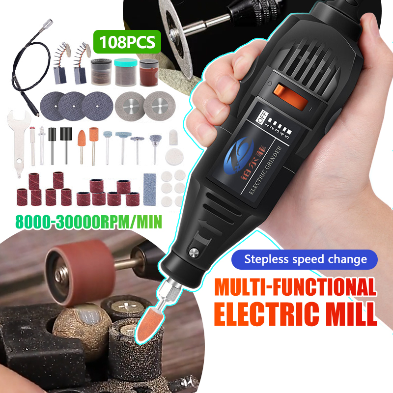 108PCS Mini Electric Grinding Pen Set Electric Drill Grinder Pen ...