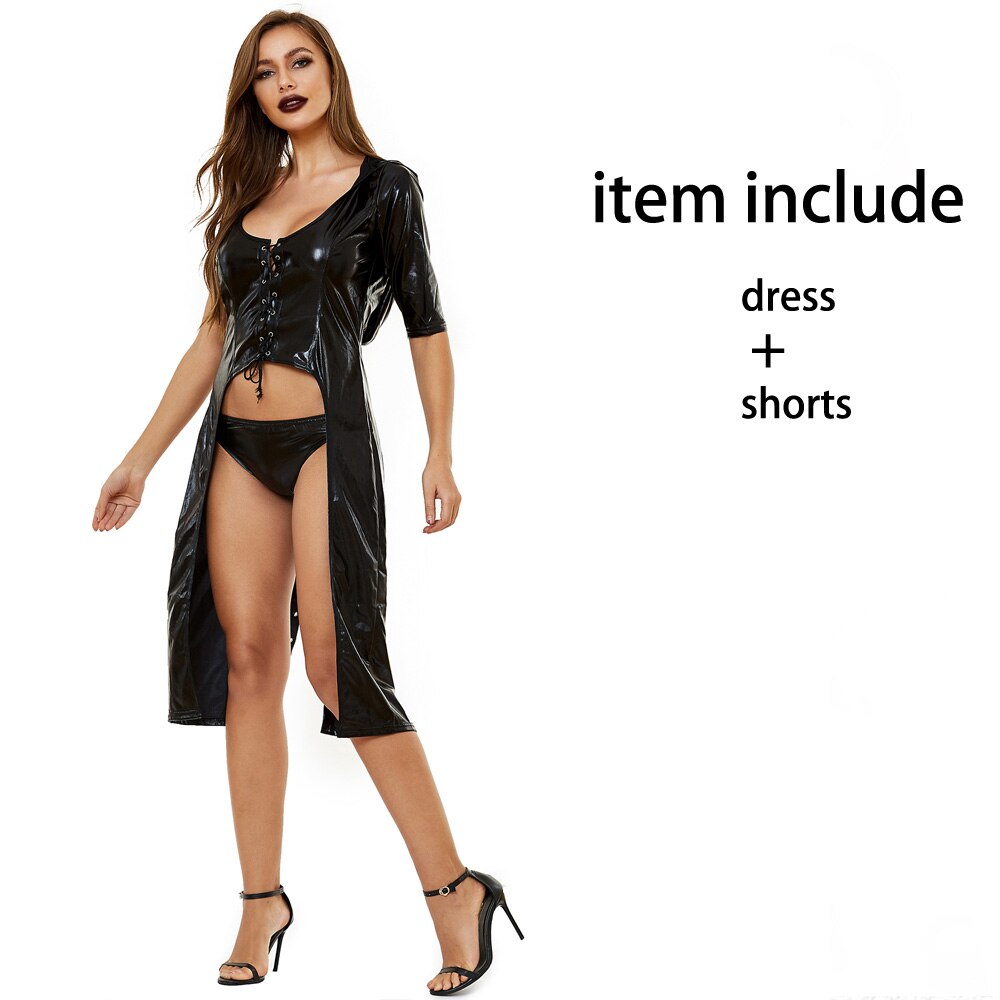 Sexy Exotic The Matrix Women Coat Halloween Sex Faux Leather Lingerie