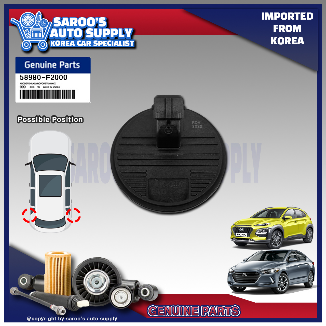 [Genuine] ABS Sensor / Wheel Speed Sensor For Hyundai KONA , Elantra ...