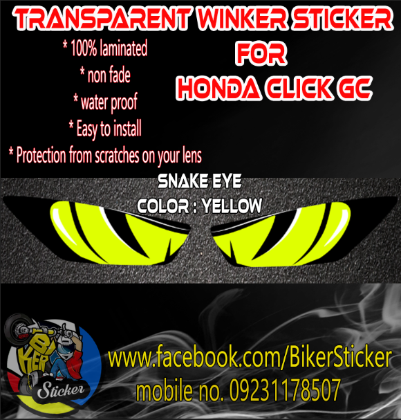 TRANSPARENT WINKER STICKER FOR HONDA CLICK GC SNAKE EYE | Lazada PH