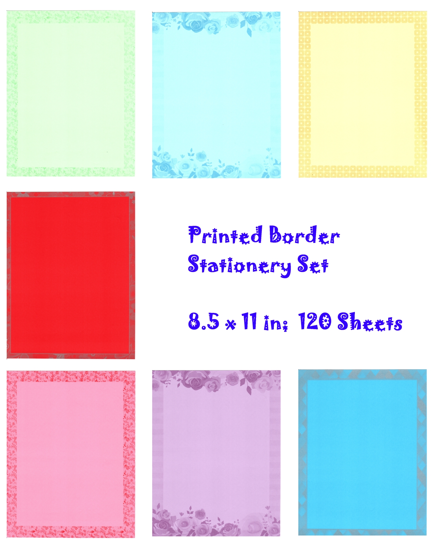 [Golden Dragon] Single-Sided Border Design Colored Stationery Sheets, 8 ...