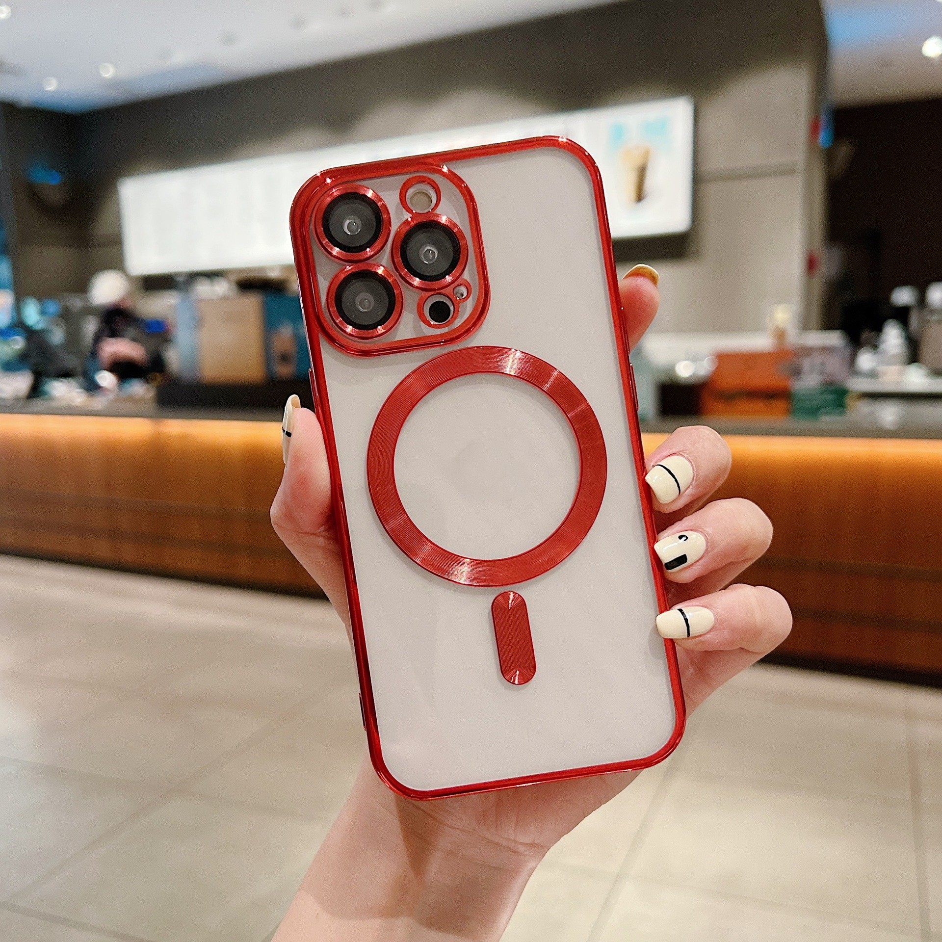 With Lens Films 】 Magsafe Plating Transparent Soft Anti-fall Phone Case ...