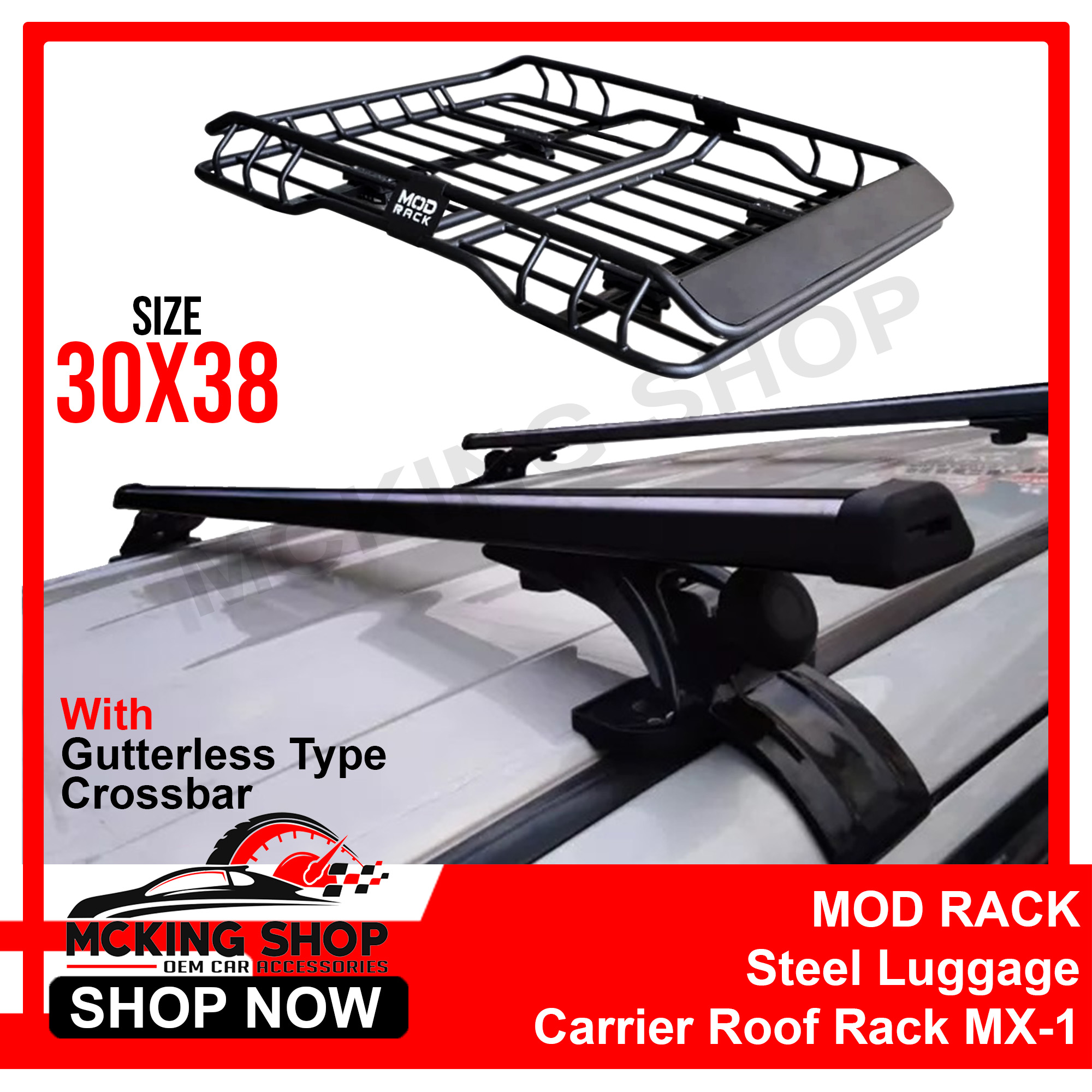 MODRACK/ MOD RACK Steel Luggage Carrier Roof Rack 30x38 inches (Black ...