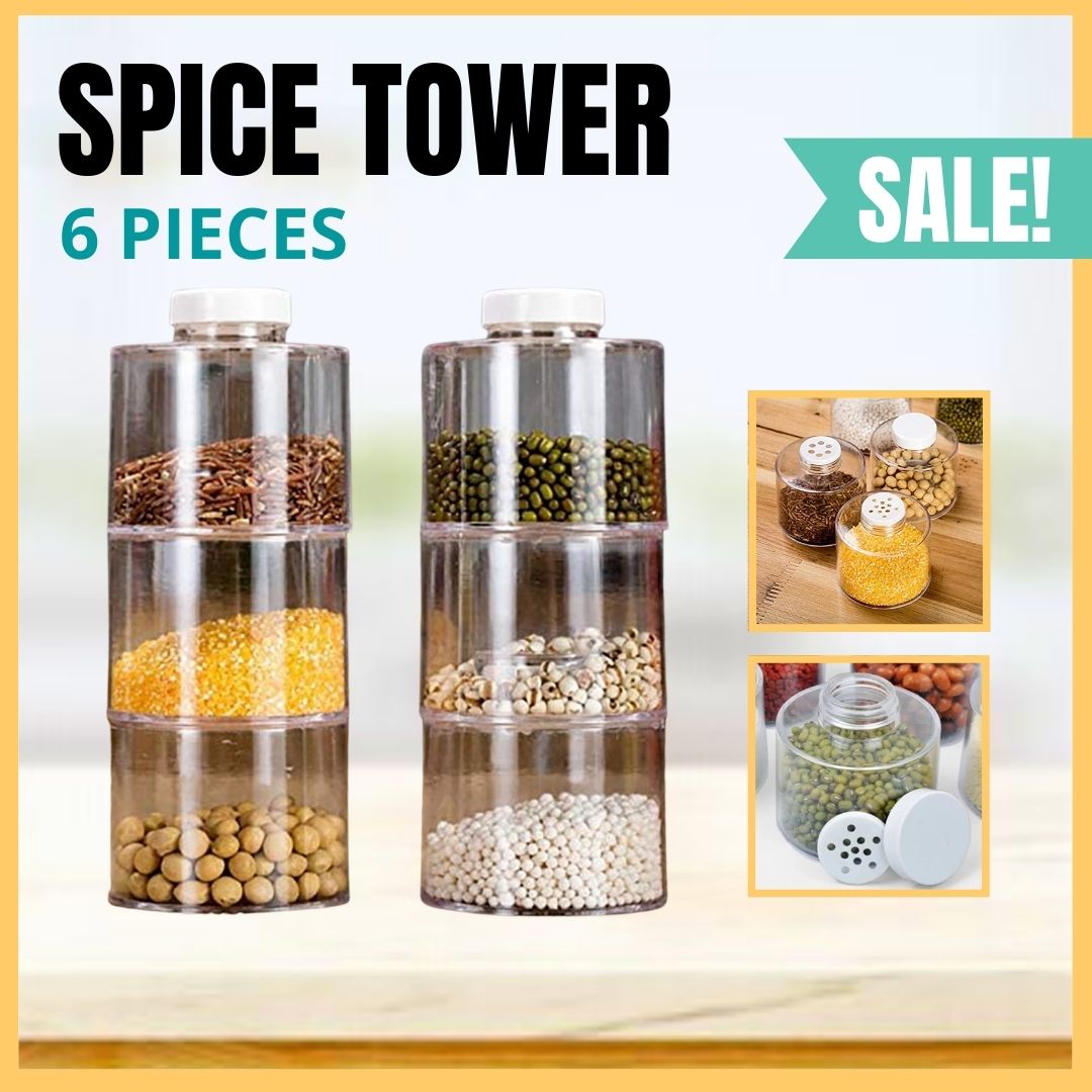 Riley MNL - 6 Pcs. Spice Tower Multilayer Self Stacking Acrylic Bottles ...