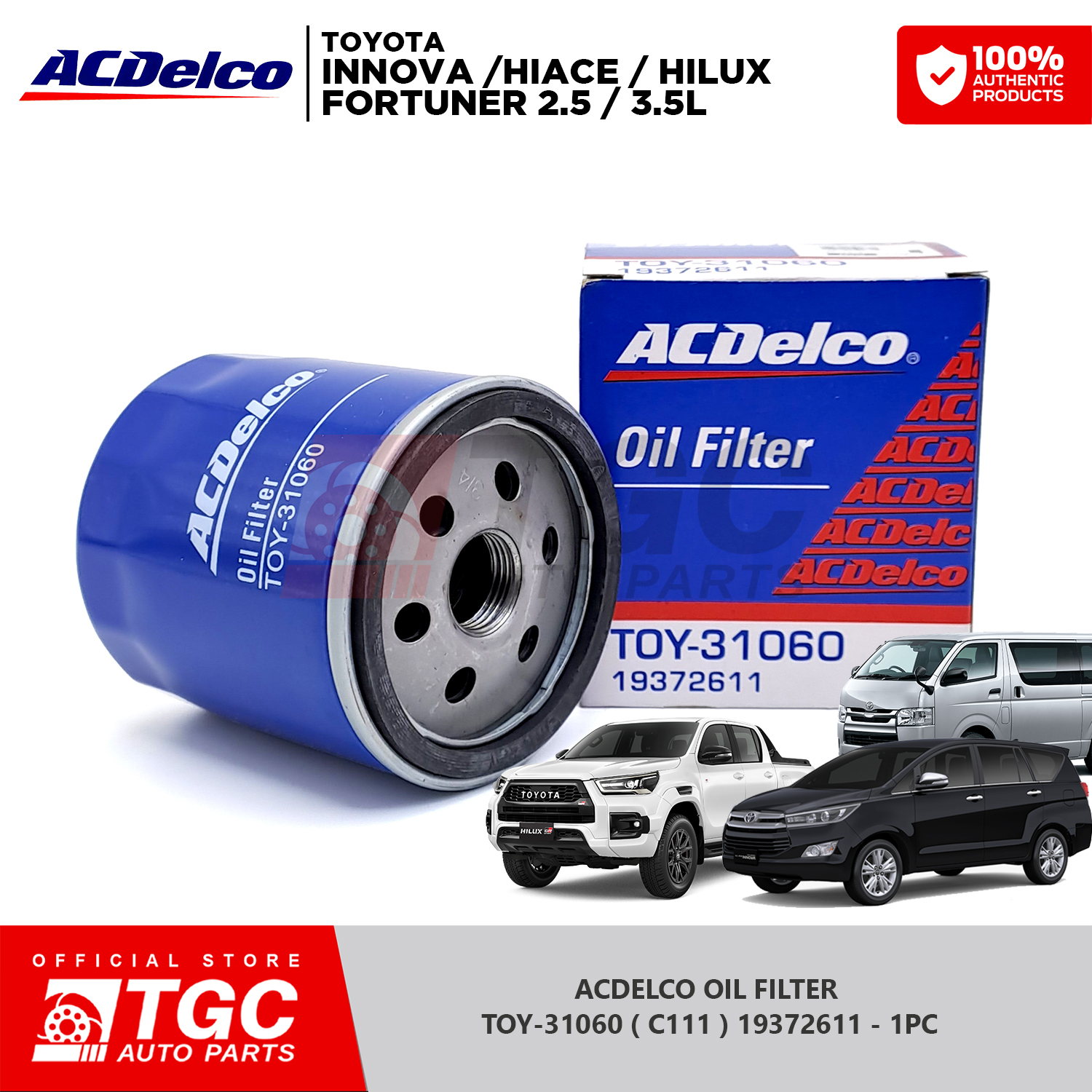 ACDELCO Oil Filter TOY-31060 ( C111 ) - 19372611 For Toyota Innova ...