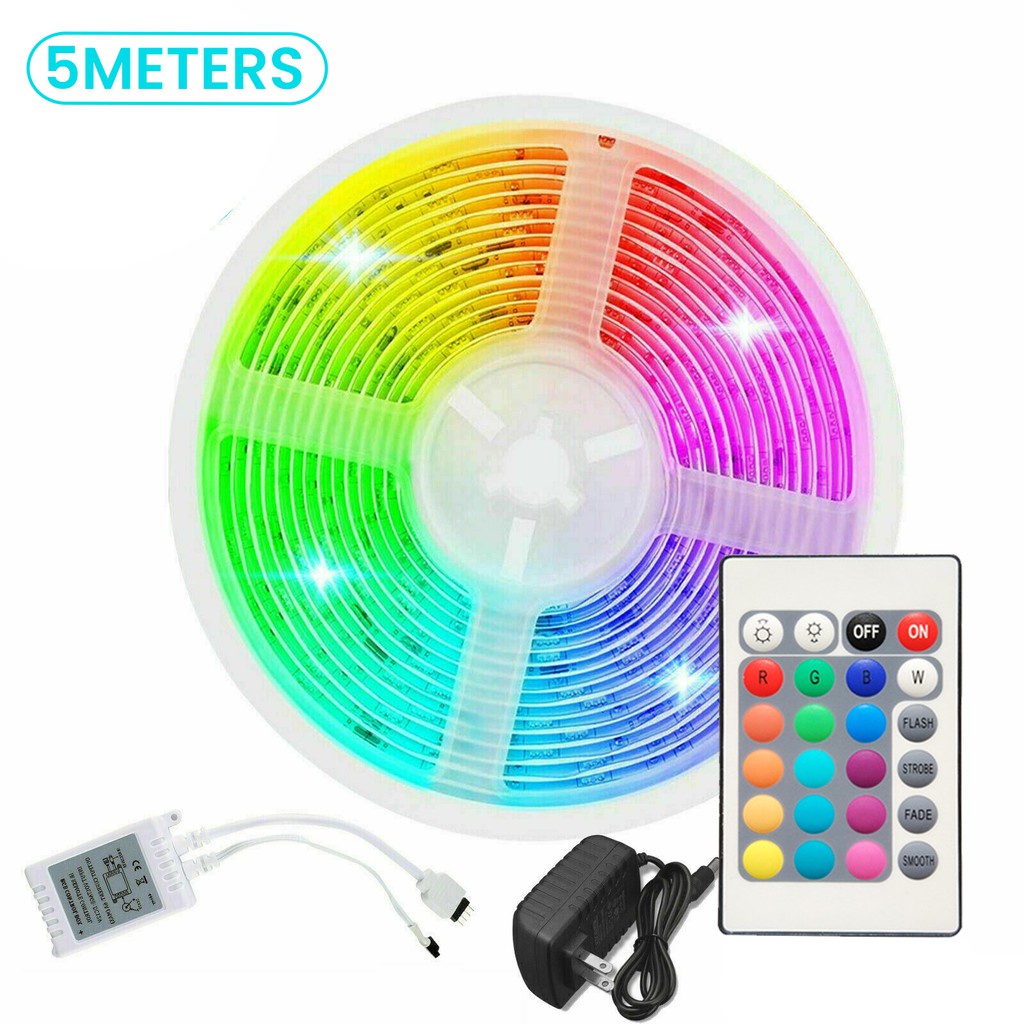 IDA 5/10 Meters LED Strip Lights w/ Remote & Adaptor DC 12V RGB LED ...