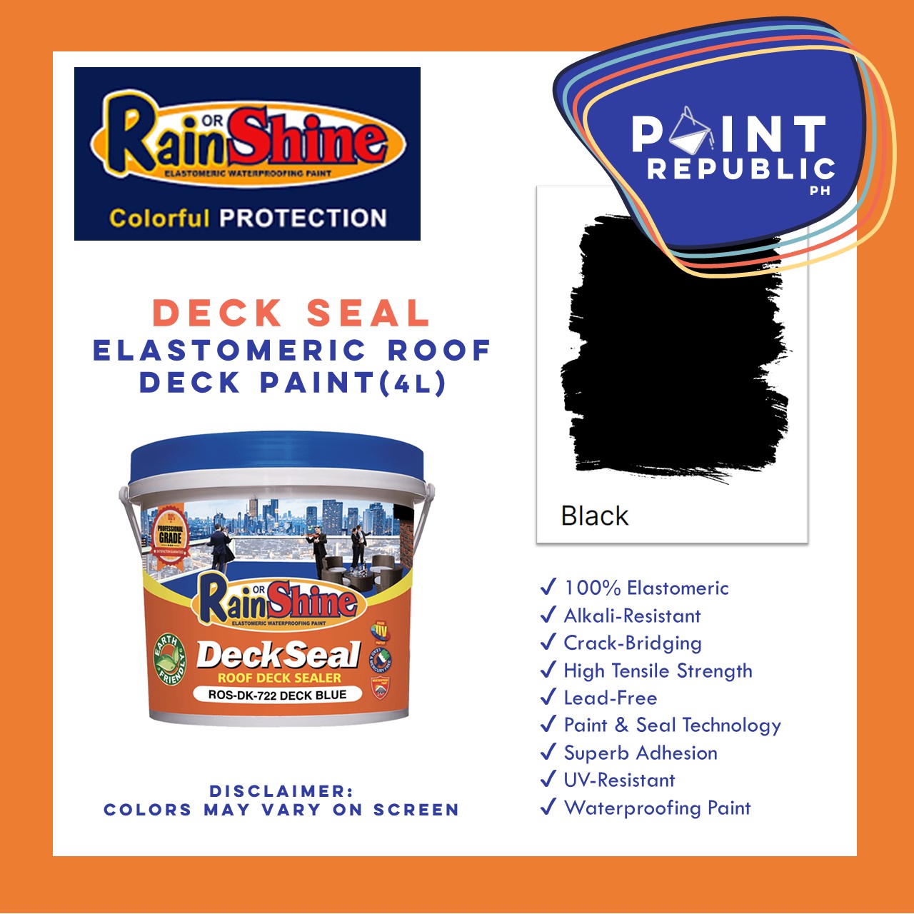 Rain or Shine DECKSEAL Elastomeric Roof Deck Paint (Ready Mixed Colors ...