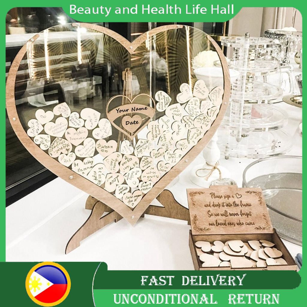 Heart Shaped Wedding Guest Wedding Souvenir Guest Book Frame Book Drop ...