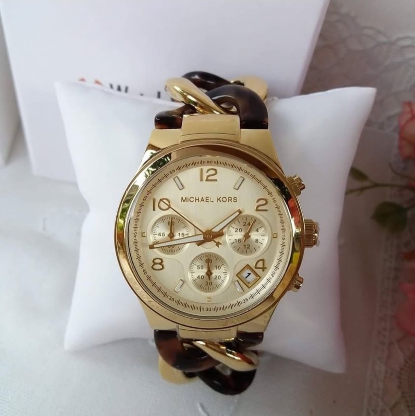 Michael Kors Chain Link Acrylic Gold-tone Ladies Watch MK4222 With 1 ...