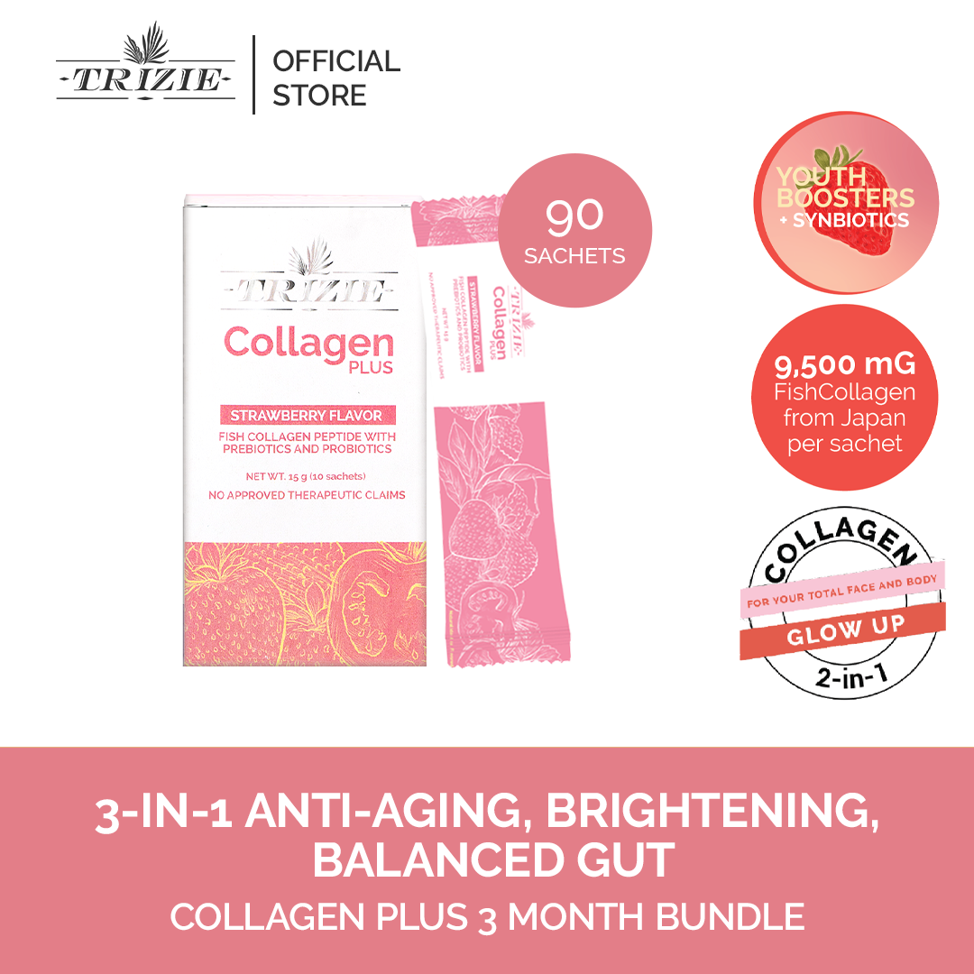 TRIZIE PRO Collagen PLUS Probiotics and Vitamin C, 3 Month Bundle ...