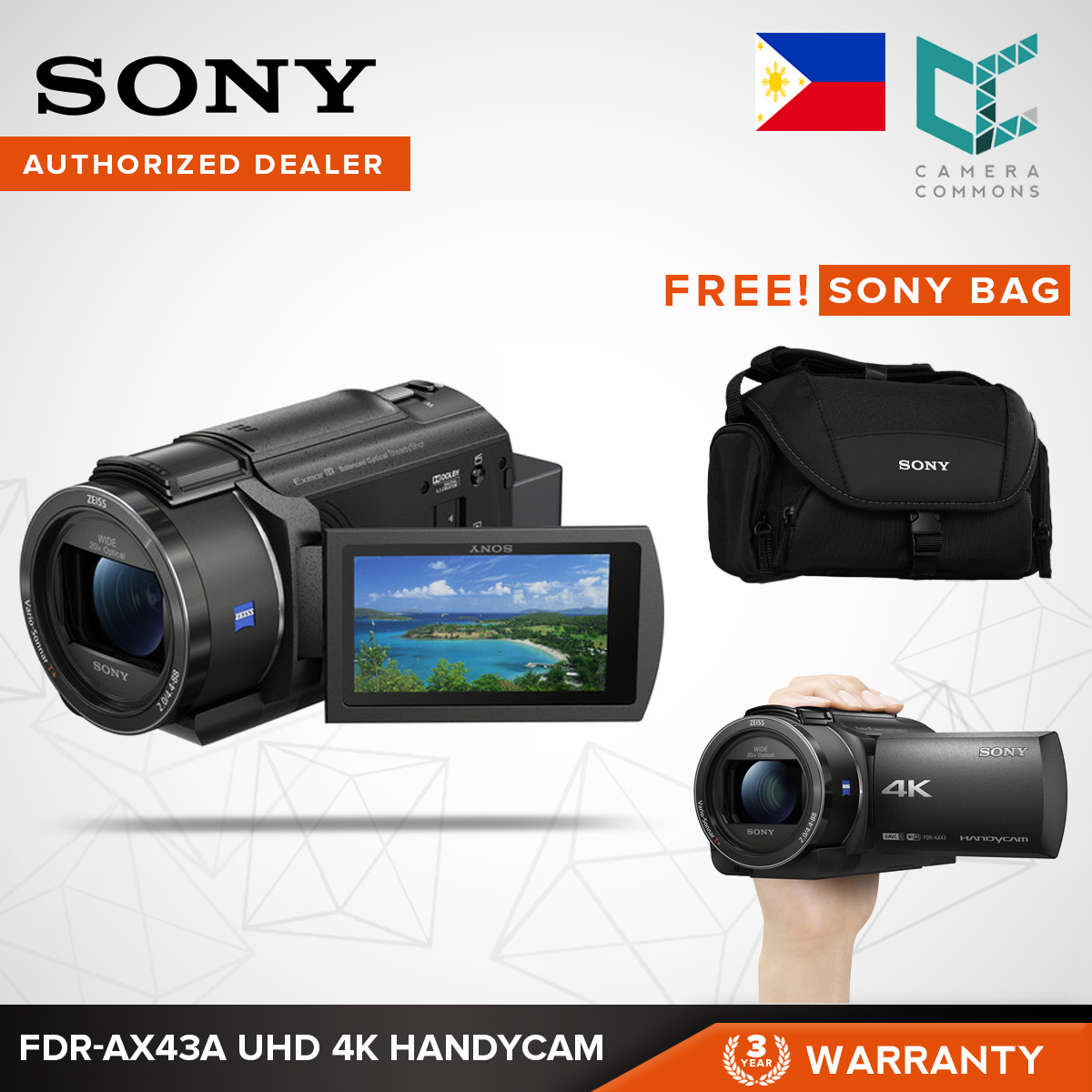 Sony FDR-AX43A UHD 4K Handycam Camcorder Video Recording Camera FDR ...