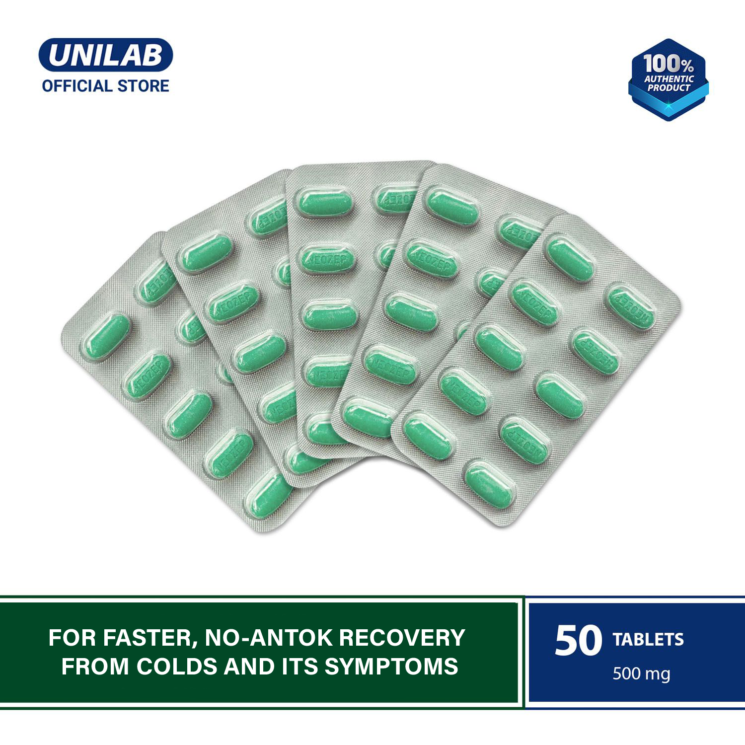 Unilab Neozep Z+ Non-Drowsy 50 Tablets - For faster and no-drowse ...