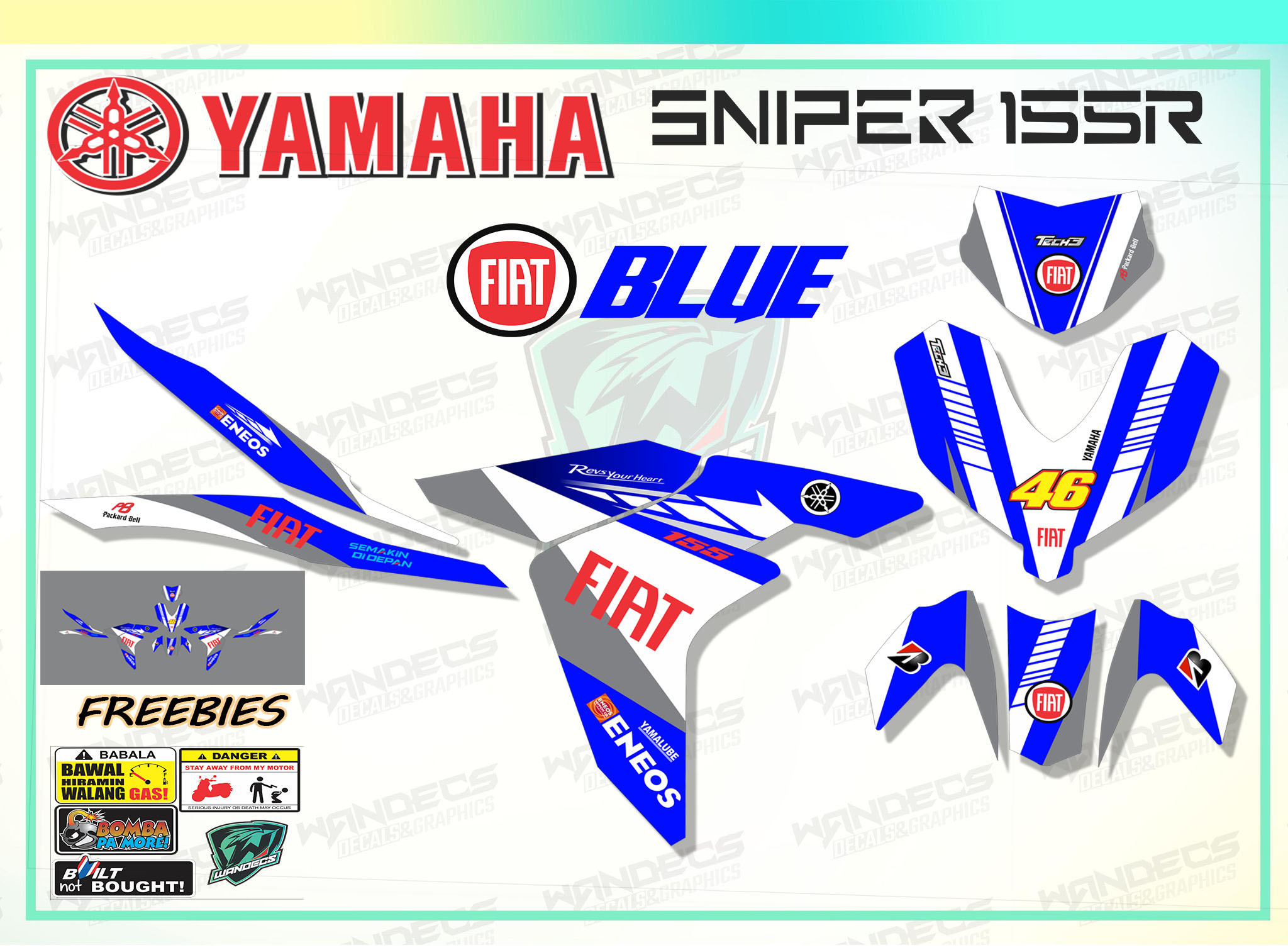 Yamaha Sniper 155 Decals - ( Fully Laminated -Gloss Vinyl high grade ...