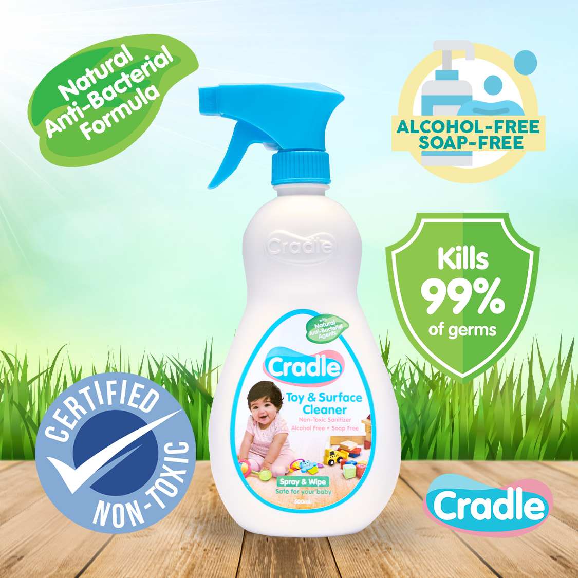 Cradle Natural Toy & Surface Cleaner - Spray and Wipe! All purpose ...