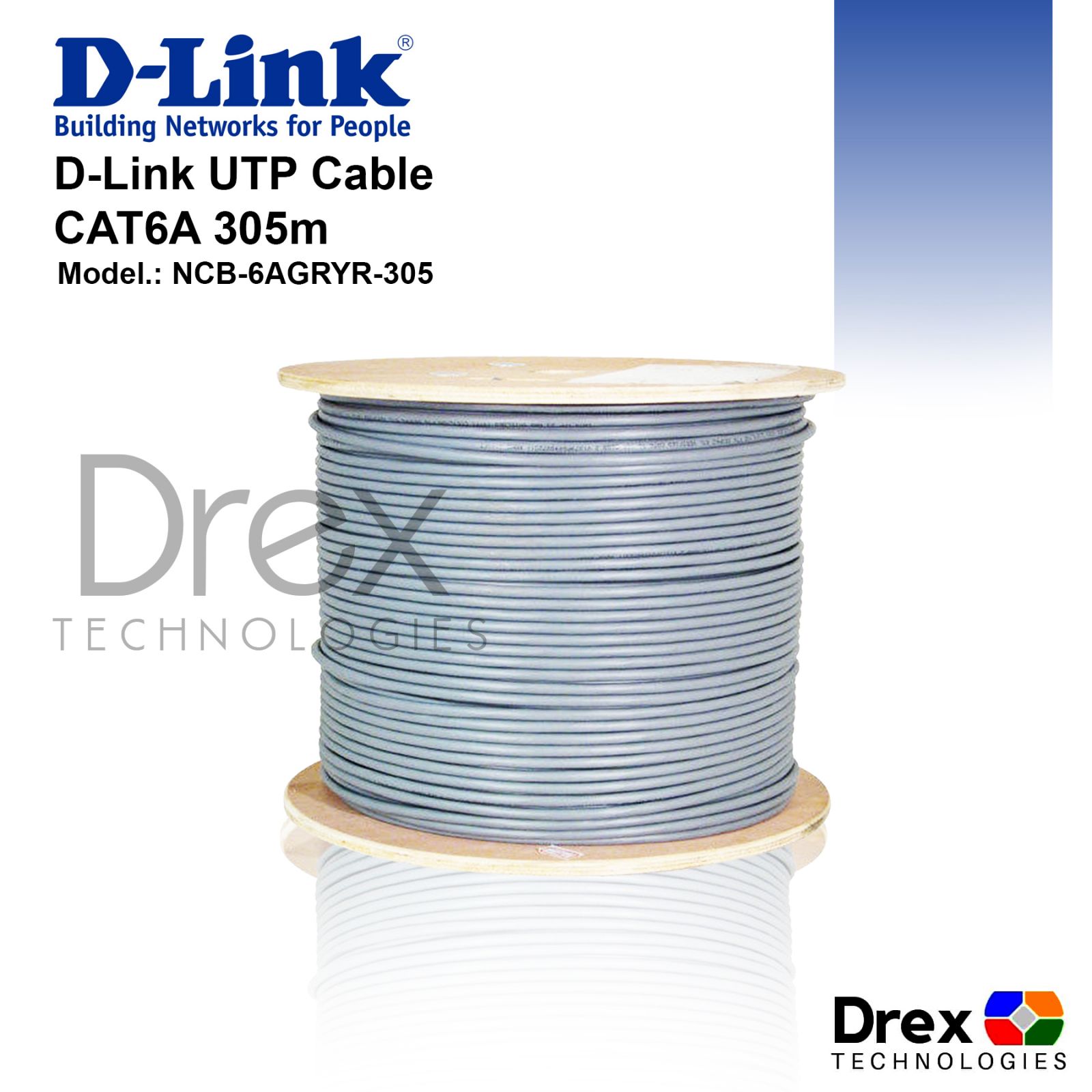 D-Link UTP Cable Cat6A 23AWG 305m 1000FT Ethernet Cable Cat6A- Grey ...