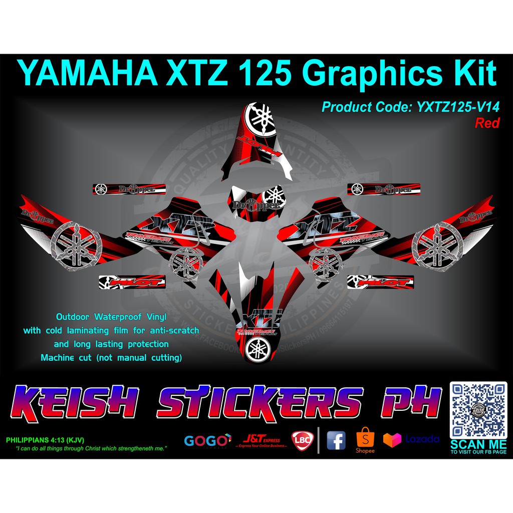 YAMAHA XTZ 125 Decal Kit Graphics Kit - V3-V15 (20 Designs) | Lazada PH