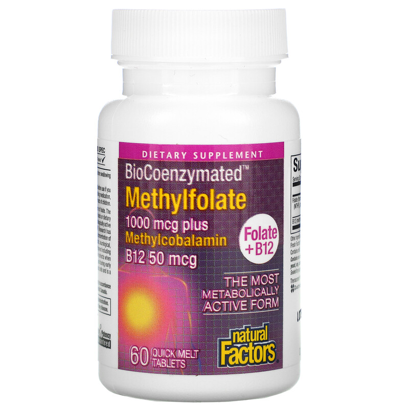 Natural Factors, BioCoenzymated, Methylfolate, 1,000 mcg, 60 Quick Melt ...
